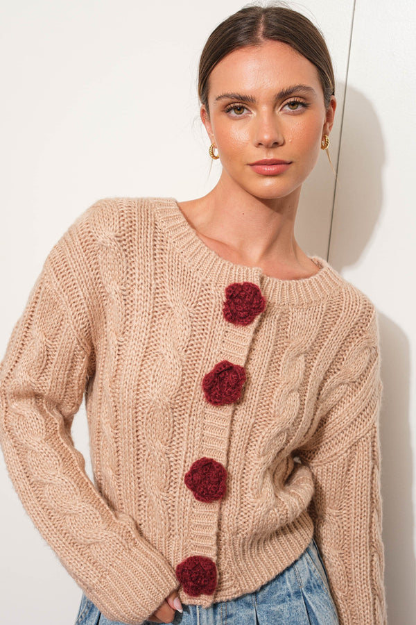 Rose Button Cardigan - Maude