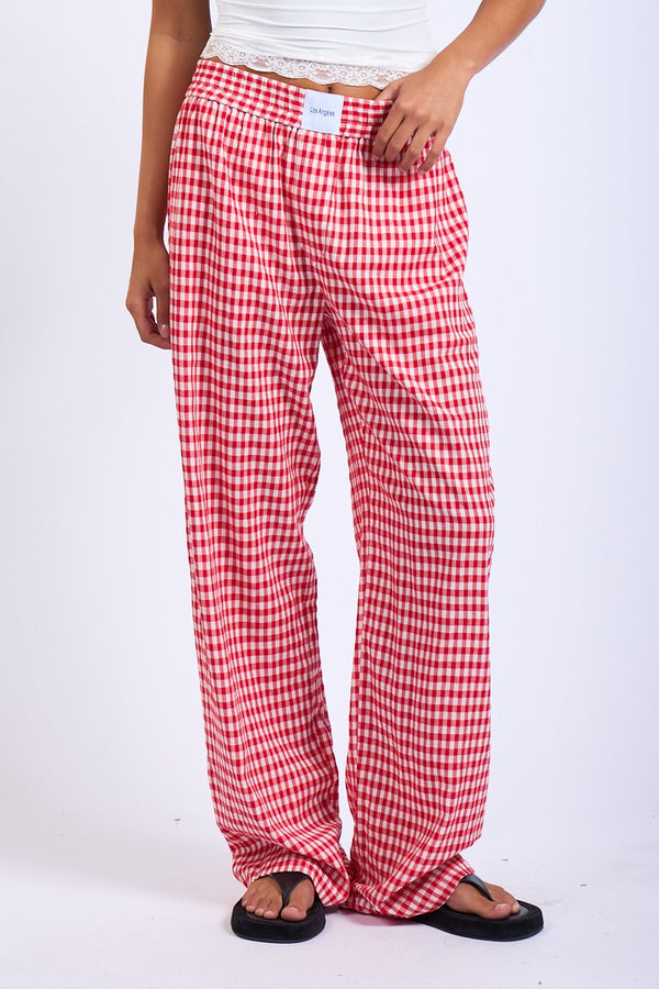 Checkered Boxer Pants - Red - Maude