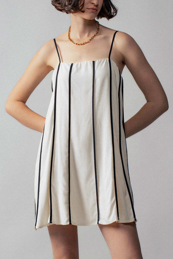 Gameday Striped Mini Dress - White - Maude