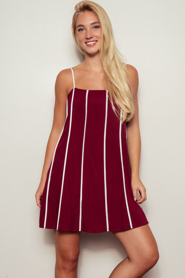 Gameday Striped Mini Dress - Burgundy - Maude