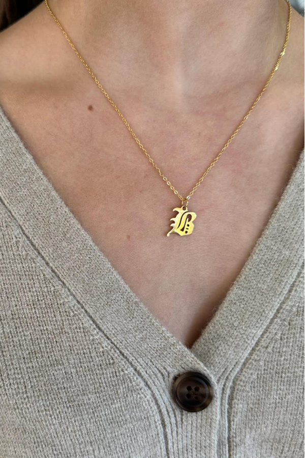 18K Gothic Initial Necklace - Maude